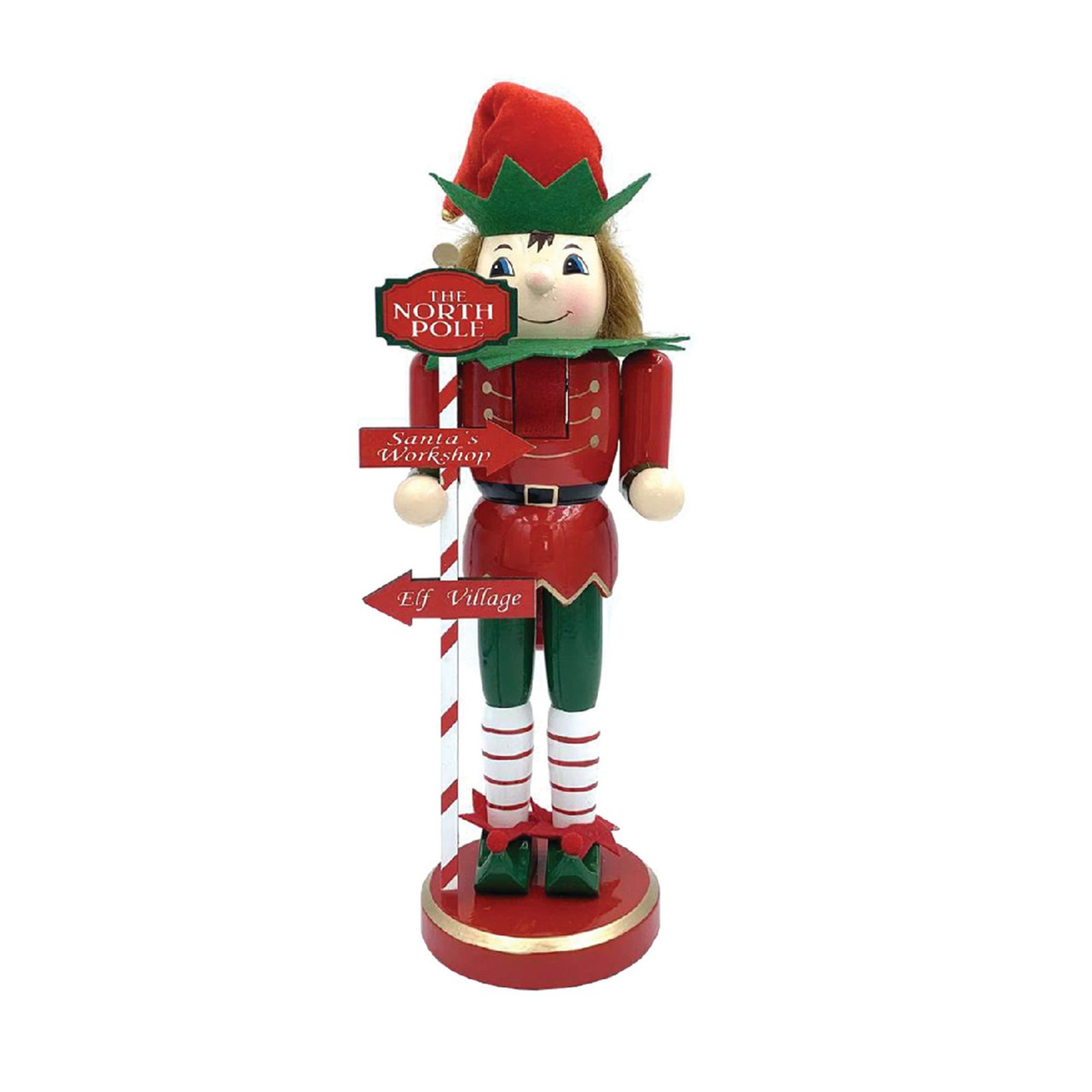 14" Red & Green North Pole Elf Christmas Nutcracker | Christmas Central